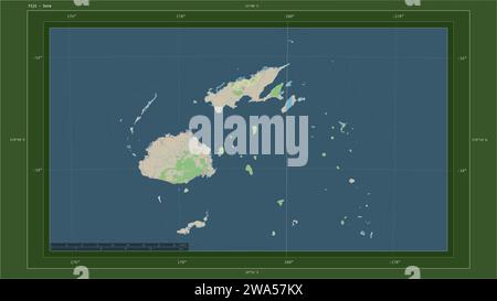 Fiji highlighted on a topographic, OSM Germany style map Stock Photo ...