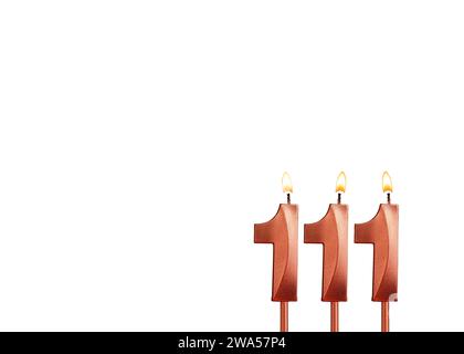 Birthday candle number 111 on white background Stock Photo - Alamy