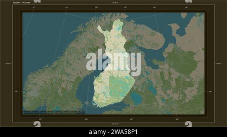 Finland outlined on a topographic, OSM Humanitarian style map Stock ...