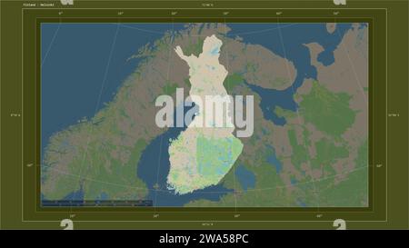 Finland outlined on a topographic, OSM Humanitarian style map Stock ...