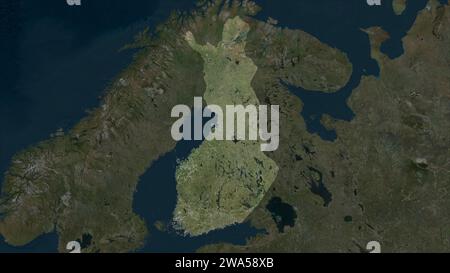Finland highlighted on a high resolution satellite map map with the ...