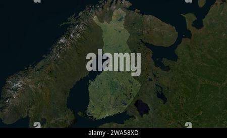 Finland highlighted on a low resolution satellite map map with the ...