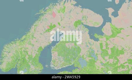Finland outlined on a topographic, OSM standard style map Stock Photo ...
