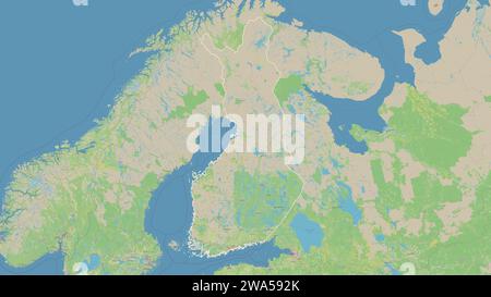 Finland outlined on a topographic, OSM France style map Stock Photo - Alamy