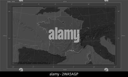 France outlined on a Bilevel elevation map with lakes and rivers Stock ...