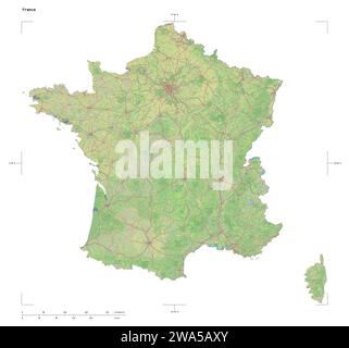 Shape of a topographic, OSM France style map of the Aland Islands, with distance scale and map ...