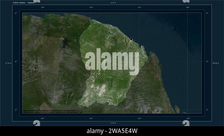 French Guiana highlighted on a high resolution satellite map Stock ...