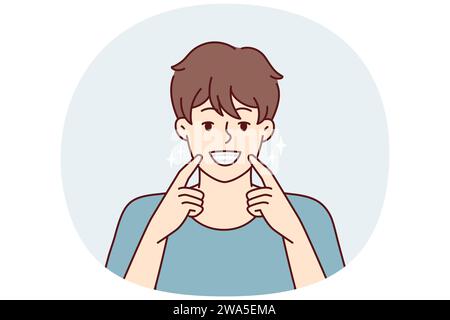 Man smiles broadly and shows off snow-white healthy teeth after going ...