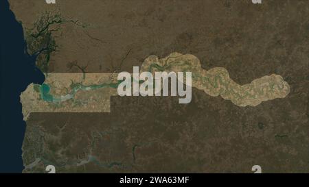 Gambia highlighted on a high resolution satellite map map with the ...