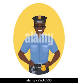 Detective police officer african american woman 2D cartoon character ...