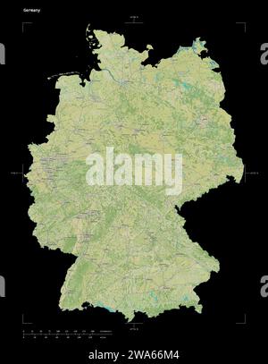 Shape of a topographic, OSM Germany style map of the Germany, with ...