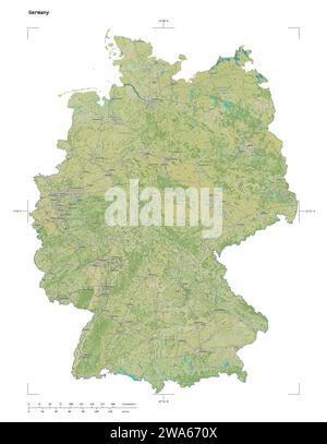 Shape of a topographic, OSM Germany style map of the Germany, with ...