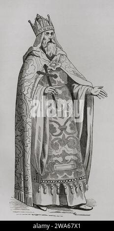 Prester John. Legendary Christian ruler of the East. Portrait ...