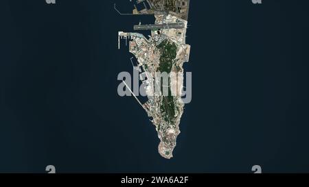 Gibraltar highlighted on a high resolution satellite map map with the ...