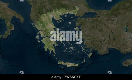Greece highlighted on a high resolution satellite map map with the ...