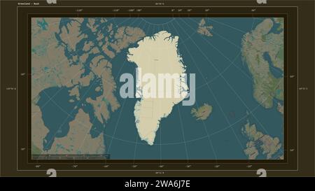 Greenland outlined on a topographic, OSM Humanitarian style map Stock ...