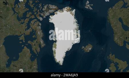 Greenland highlighted on a high resolution satellite map map with the ...