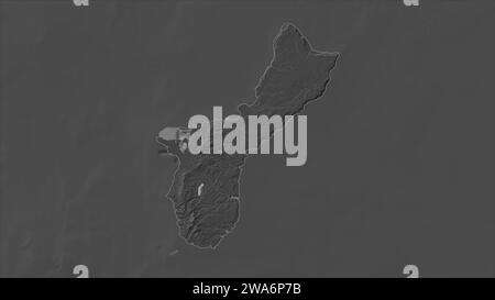 Guam - USA highlighted on a Bilevel elevation map with lakes and rivers ...