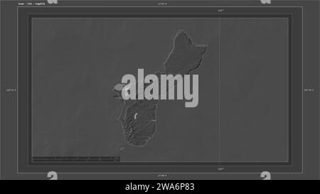 Guam - USA outlined on a Bilevel elevation map with lakes and rivers ...