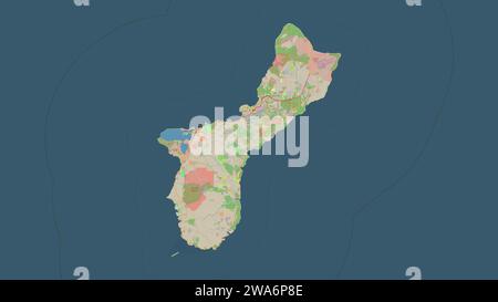 Guam - USA highlighted on a topographic, OSM Humanitarian style map ...