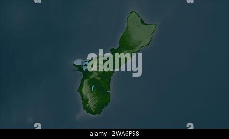 Guam - USA highlighted on a Colored elevation map with lakes and rivers ...