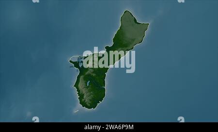Guam - USA outlined on a elevation map colored in sepia tones with ...