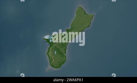 Guam - USA highlighted on a Pale colored elevation map with lakes and ...
