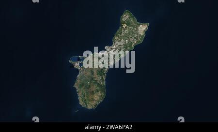 Guam - USA highlighted on a low resolution satellite map map with the ...
