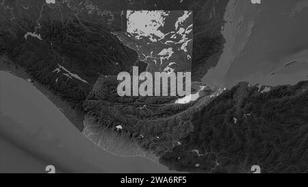 Guatemala highlighted on a Grayscale elevation map with lakes and ...