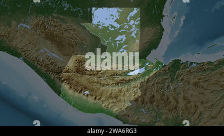 Guatemala highlighted on a Colored elevation map with lakes and rivers ...