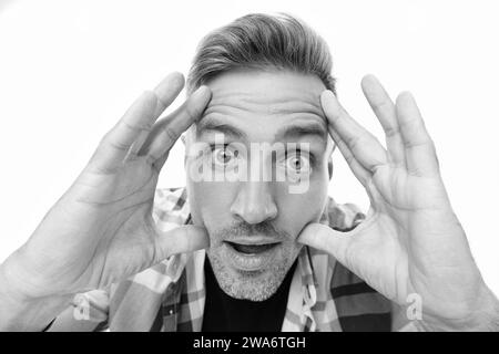 photo of shocked mature guy face with grizzled hair. mature guy face ...