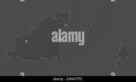 Guernsey highlighted on a Bilevel elevation map with lakes and rivers ...
