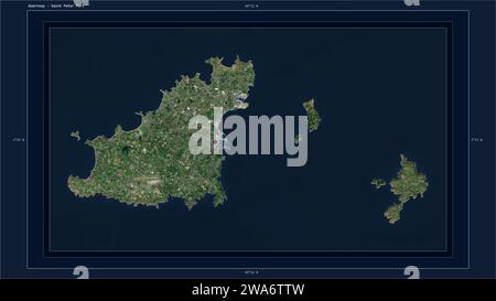 Guernsey highlighted on a low resolution satellite map Stock Photo - Alamy