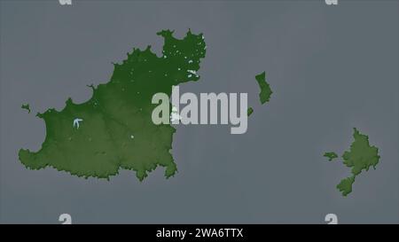 Guernsey highlighted on a Pale colored elevation map with lakes and ...