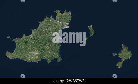 Guernsey highlighted on a low resolution satellite map map with the ...