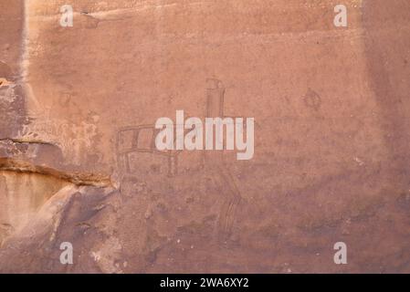 Ancient rock art at Jubbah in the Hail Province of Saudi Arabia Stock ...