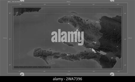 Haiti highlighted on a Grayscale elevation map with lakes and rivers Stock Photo - Alamy