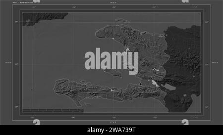 Haiti outlined on a Bilevel elevation map with lakes and rivers Stock Photo - Alamy