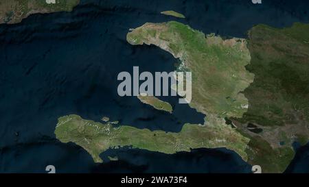 Haiti highlighted on a high resolution satellite map map with the ...