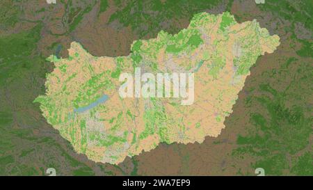Hungary highlighted on a topographic, OSM France style map map with the ...