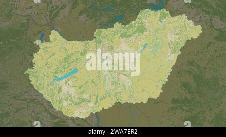 Hungary highlighted on a topographic, OSM standard style map Stock ...