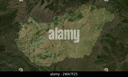 Hungary highlighted on a low resolution satellite map map with the ...