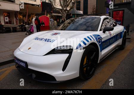 01 01 2024 Bagdat street Kadikoy Istanbul Porsche Taycan Turbo S and ...