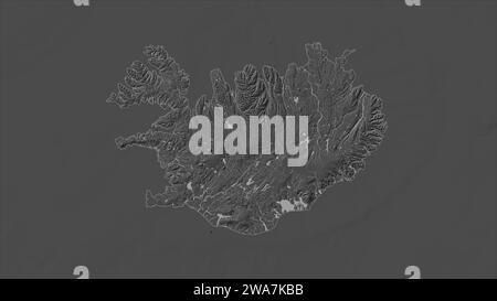 Iceland highlighted on a Bilevel elevation map with lakes and rivers ...