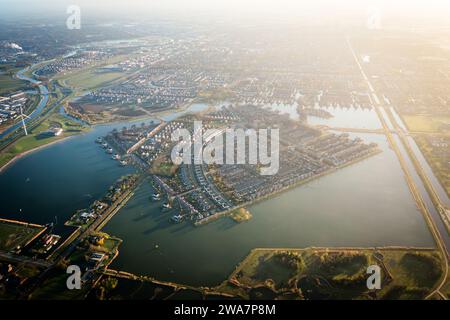 aerial view of rectangle shaped island with building and houses Stock ...