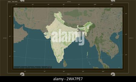 India highlighted on a topographic, OSM standard style map Stock Photo ...