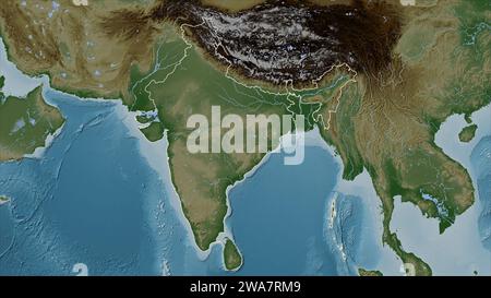 India outlined on a Colored elevation map with lakes and rivers Stock ...