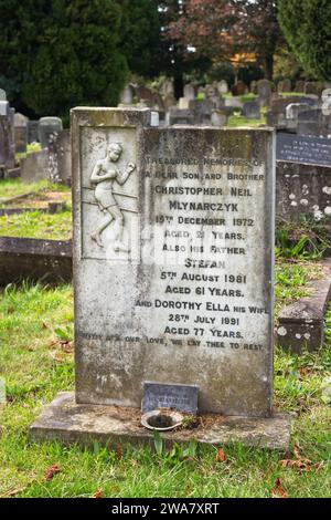 Gravestone of a Young Boxer at Foster Hill Road Cemetery, Bedford Stock ...