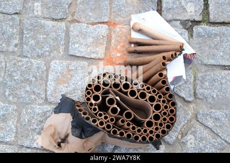 Used fireworks firecrackers lying on floor after exploding in ...