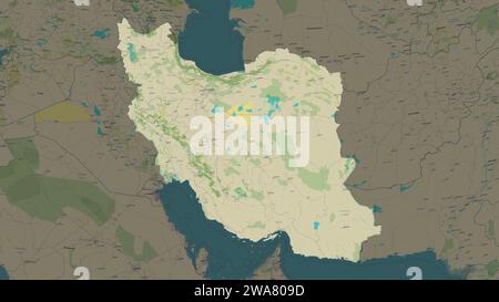 Iran highlighted on a topographic, OSM Germany style map Stock Photo ...